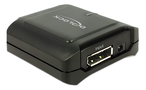 Delock Displayport 1.2 Repeater, 4K vid 60 Hz, 7.1 ljud, svart
