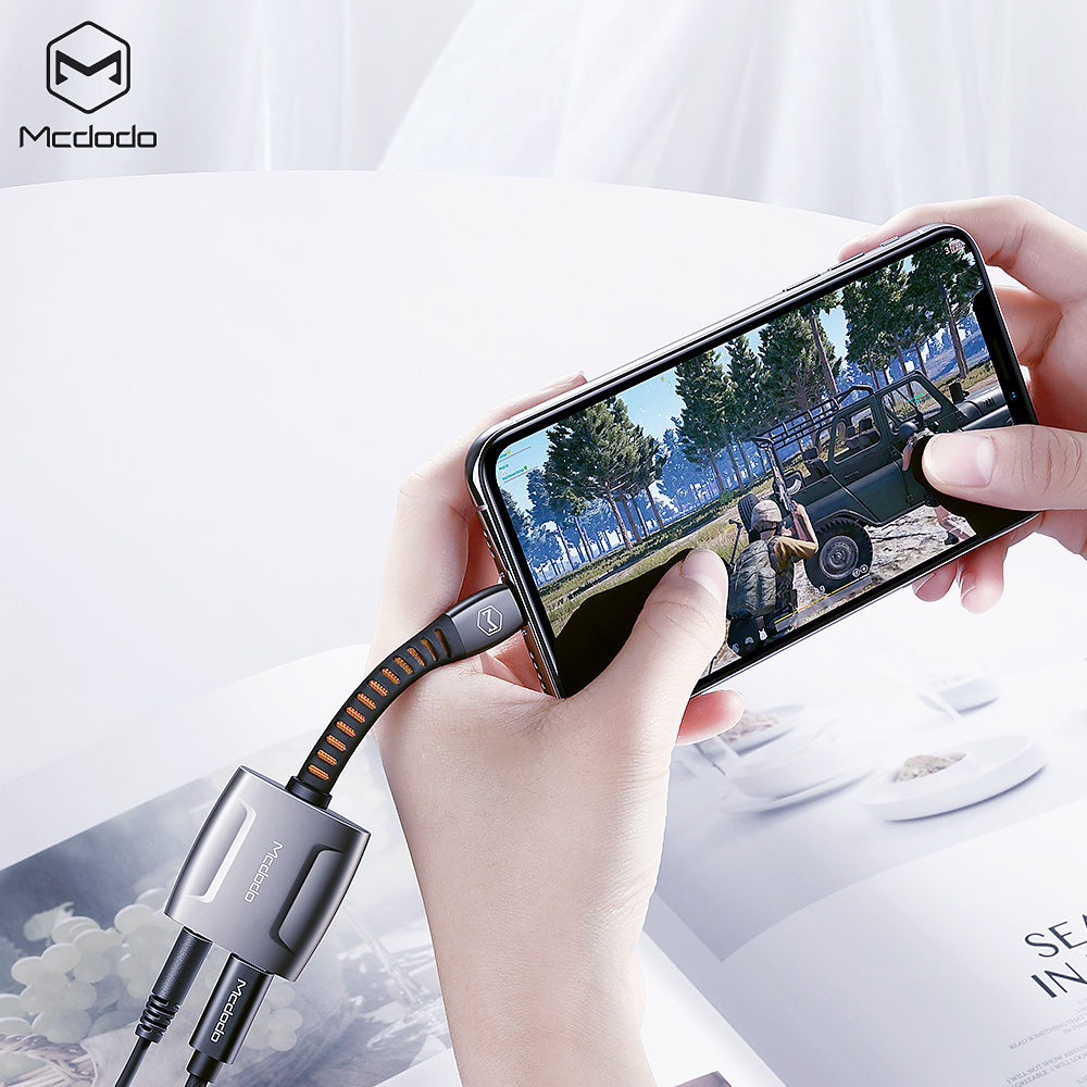 McDodo CA-6340 Lightning till Lightning+3.5mm AUX, 2.4A, grå