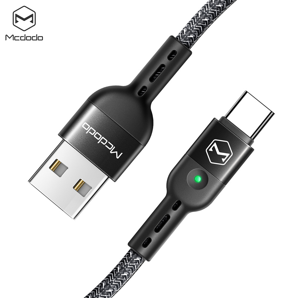 McDodo CA-6421 Flexibel USB-C kabel med QC4.0, LED, 1.8m, grå