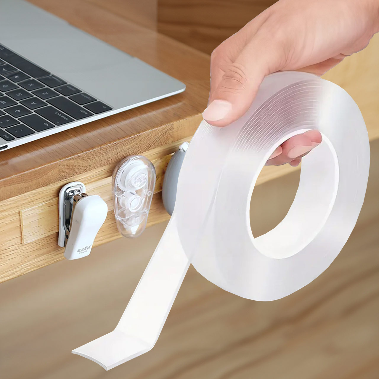 Genomskinlig dubbelhäftande nano-tejp, 2m