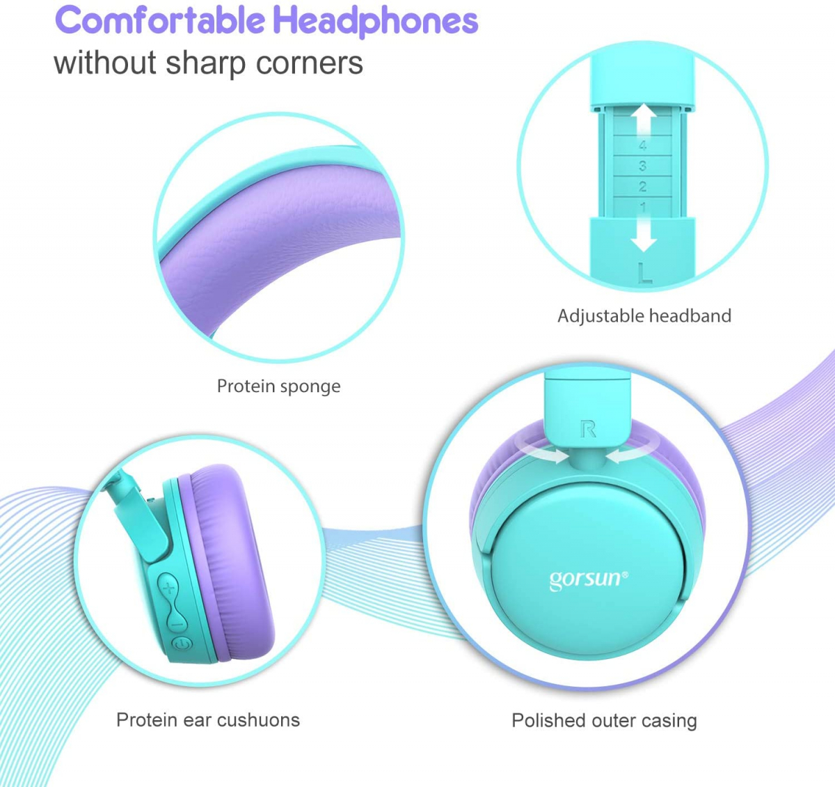 gorsun E62 trådlösa barnhörlurar med volymkontroll, demoex