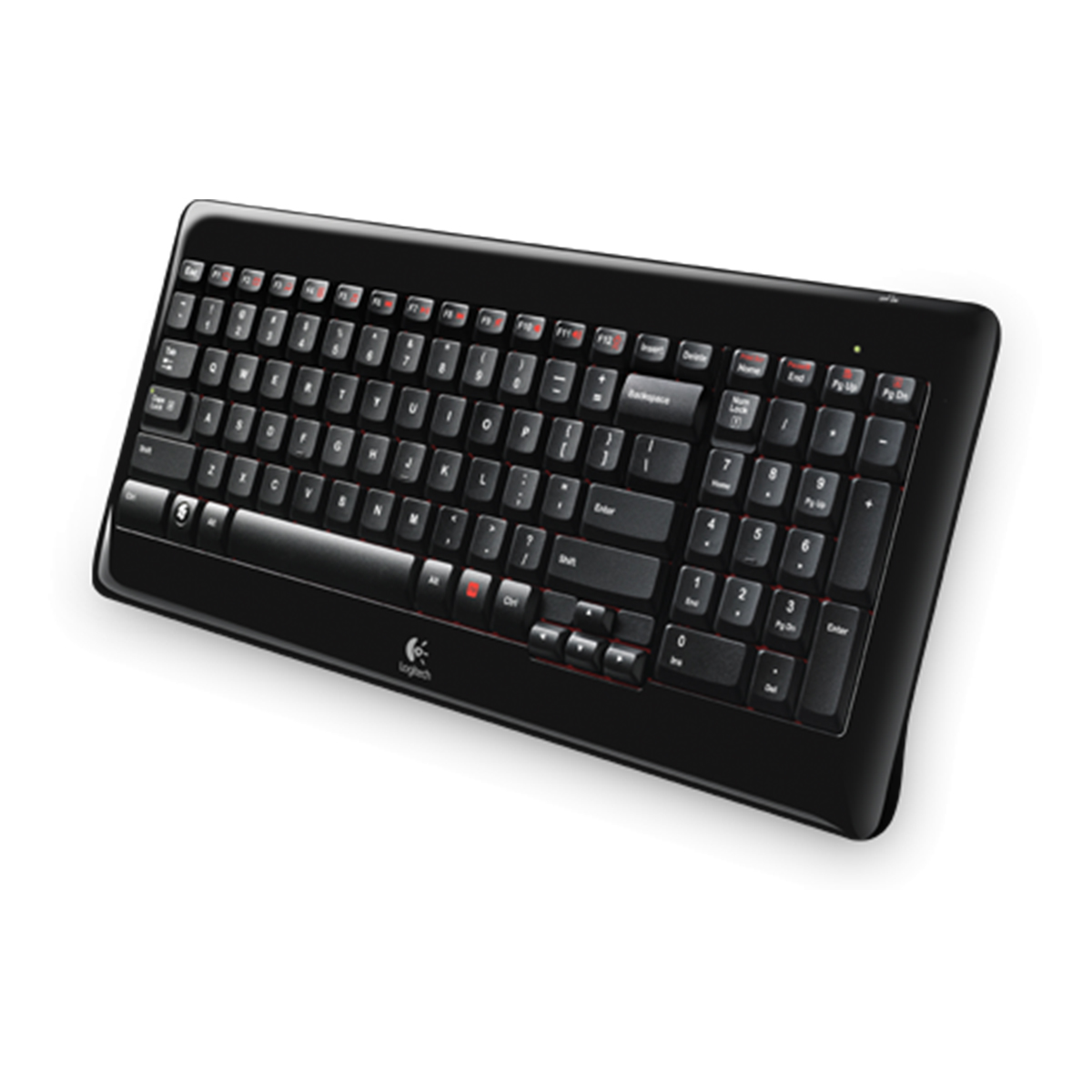 Logitech K340, trådlöst tangentbord, tysta knappar, svart