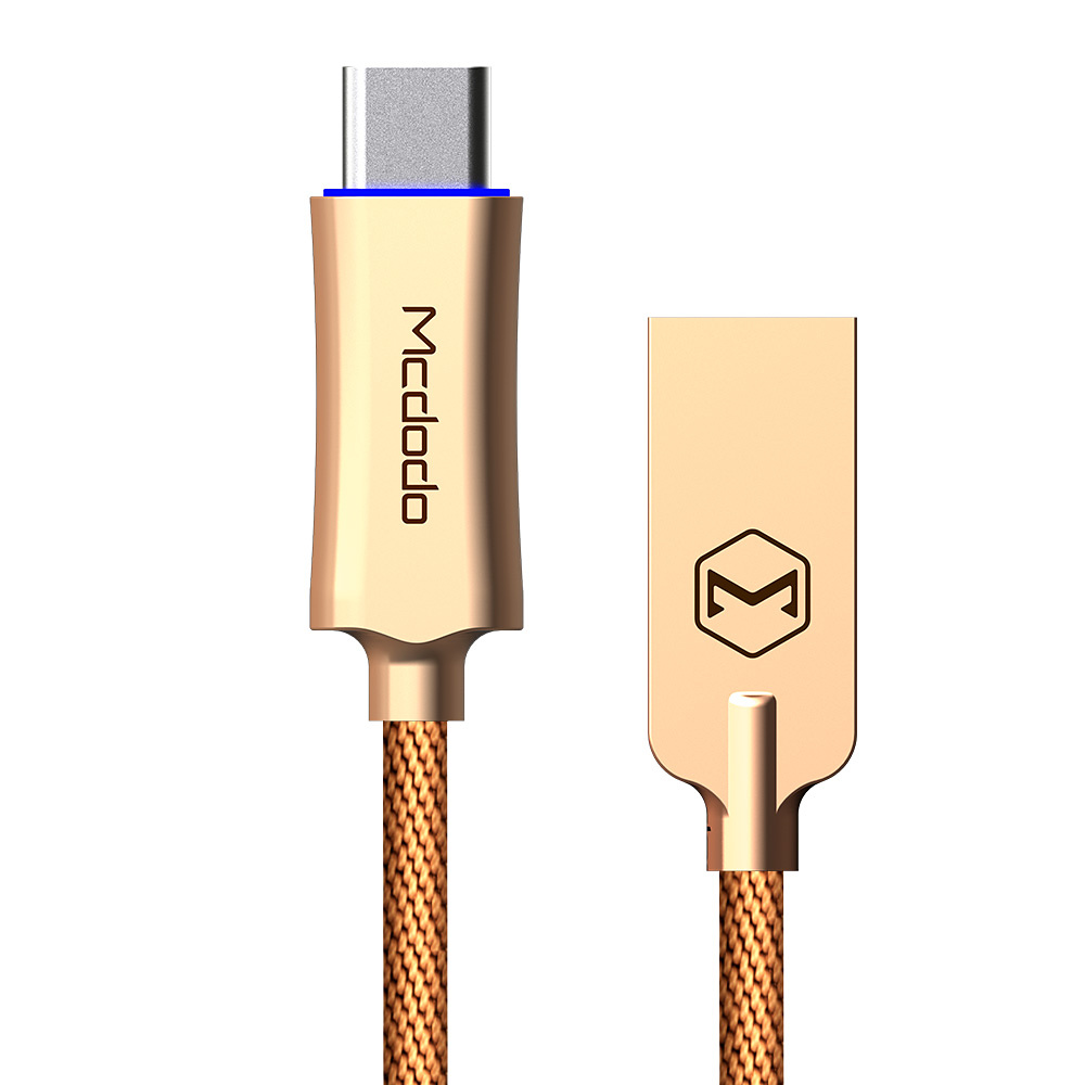 McDodo CA-2880 USB-C kabel, Auto Disconnect, 2.4A, 1m, guld
