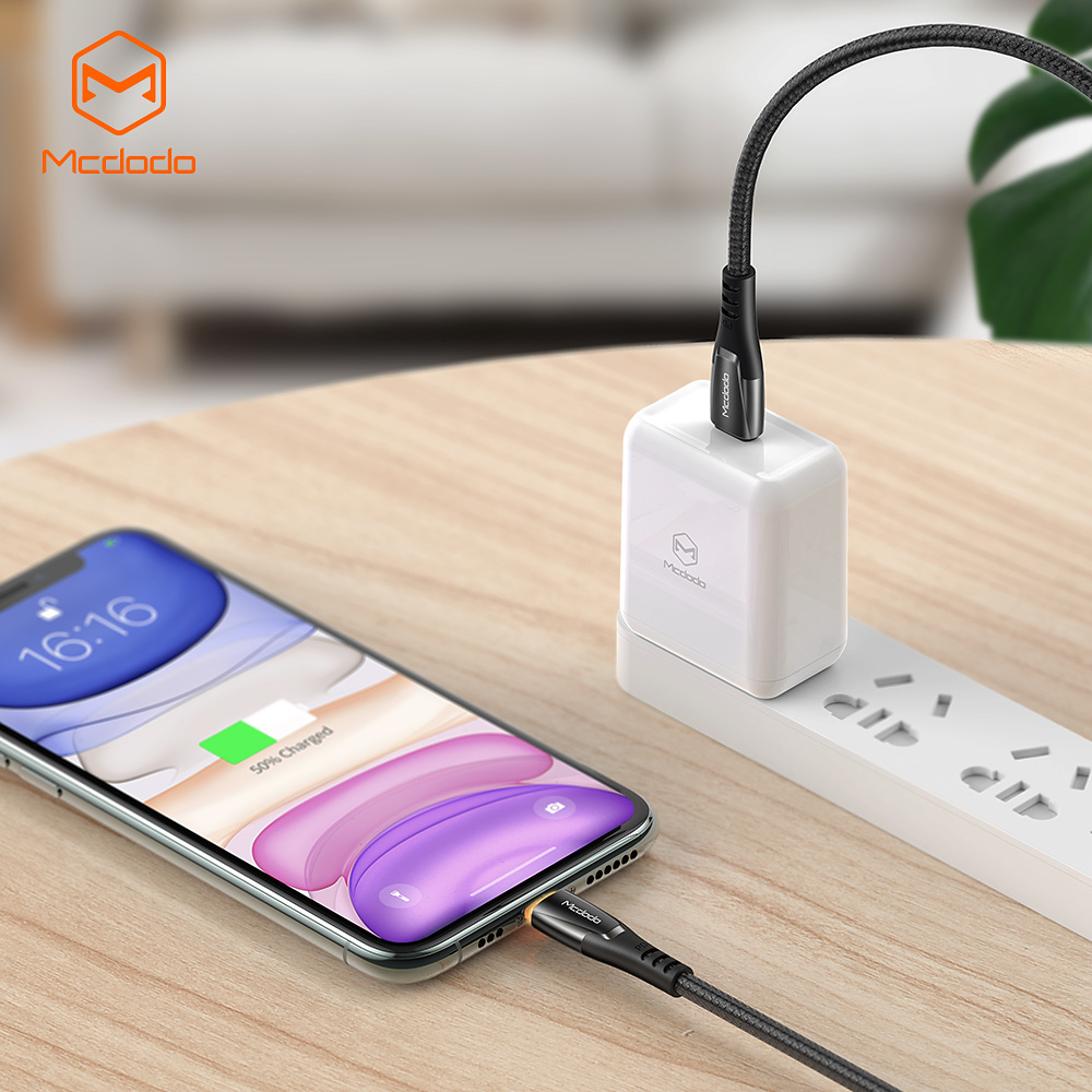 McDodo CA-7650 USB-C till Lightning kabel, LED, PD, 36W, 1.2m