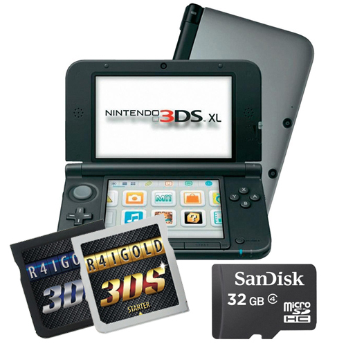 Nintendo 3DS XL + R4i Gold 3DS + 32GB microSD