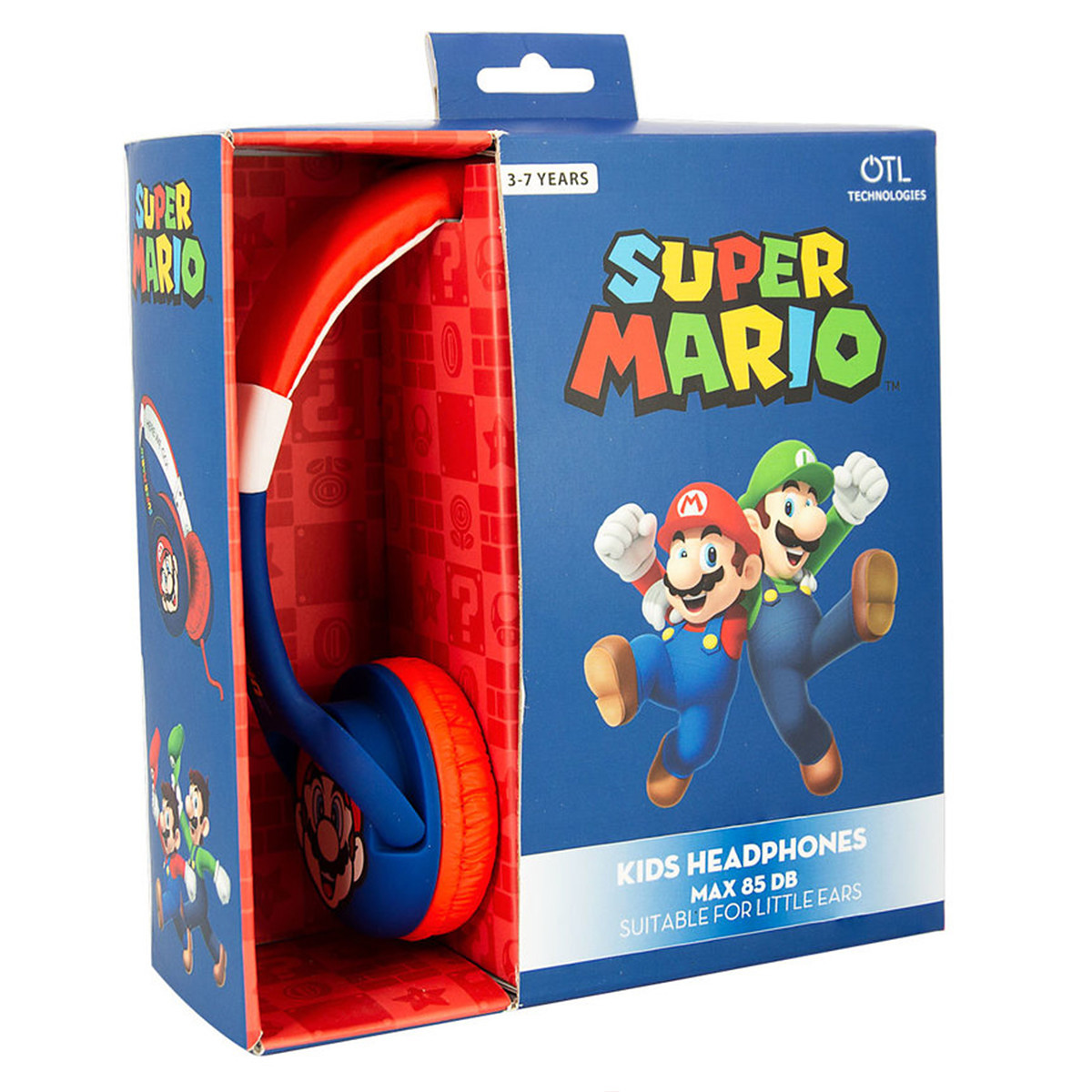 Super Mario Hörlur Junior, On-Ear, 85dB, blå/röd