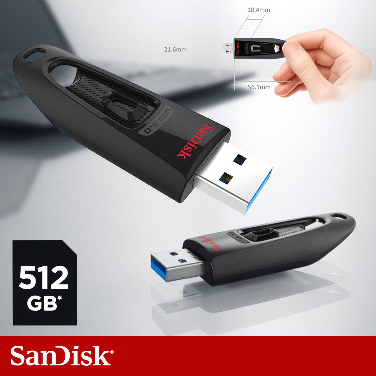 SanDisk Ultra USB-minne, USB3.0, 512GB