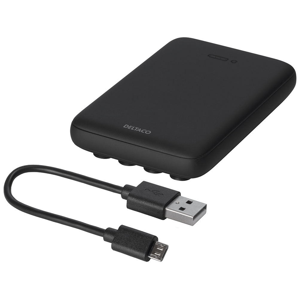 Trådlös USB powerbank med sugkoppar, 5000mAh, 5W, svart