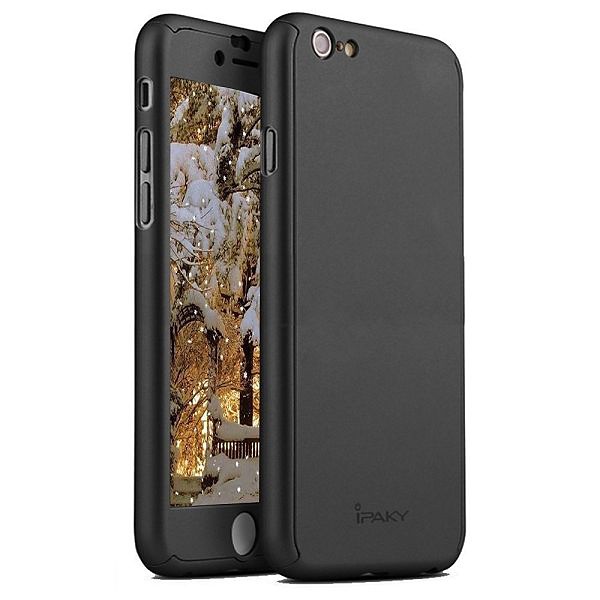 iPaky helomslutande skal, härdat glas, iPhone 6/6S Plus, svart